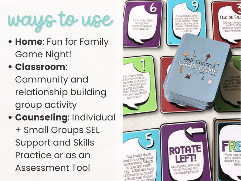 Self-control Card Game for Kids, SEL Therapy (printable & Digital) - Etsy