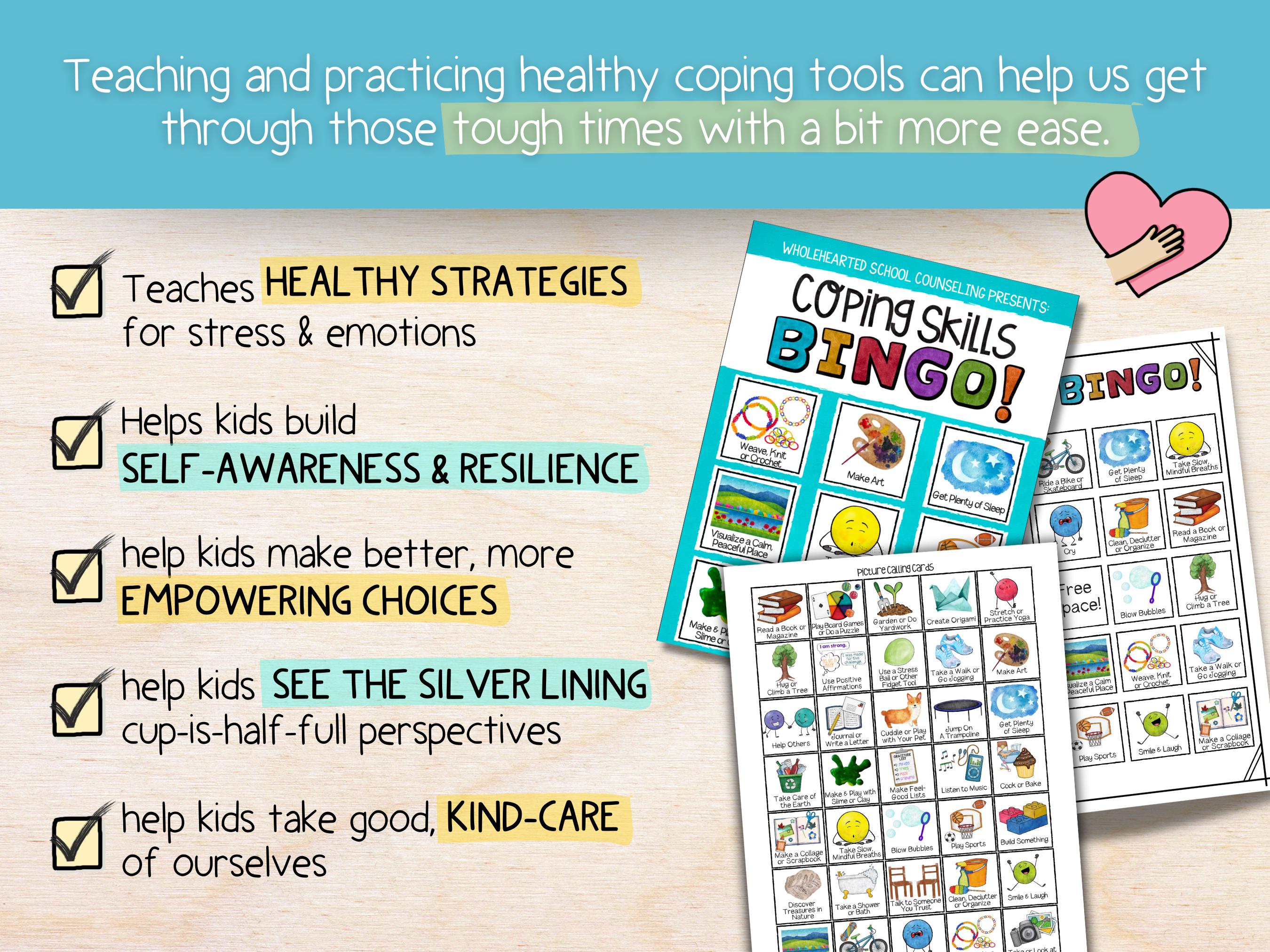 Coping Skills BINGO Game - Stress Management SEL Activity, Counseling ...