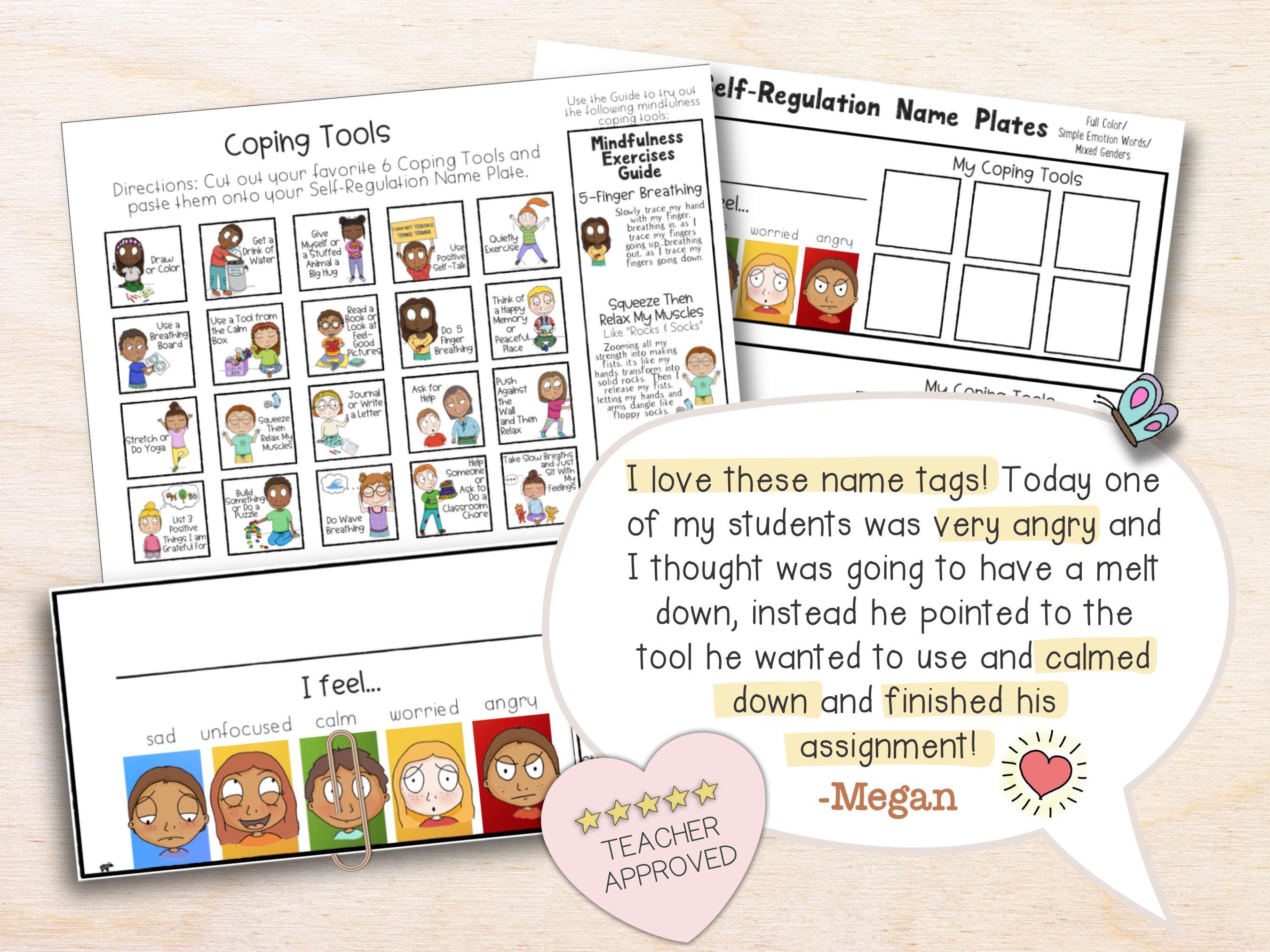 Self-regulation Desk Name Tags: Emotional Check-in, Coping Tools ...