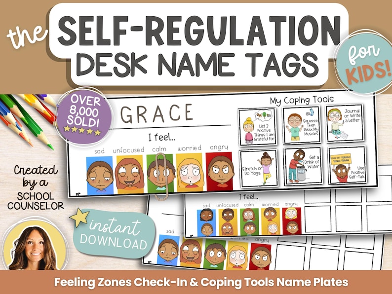 Self-regulation Desk Name Tags: Emotional Check-in, Coping Tools ...