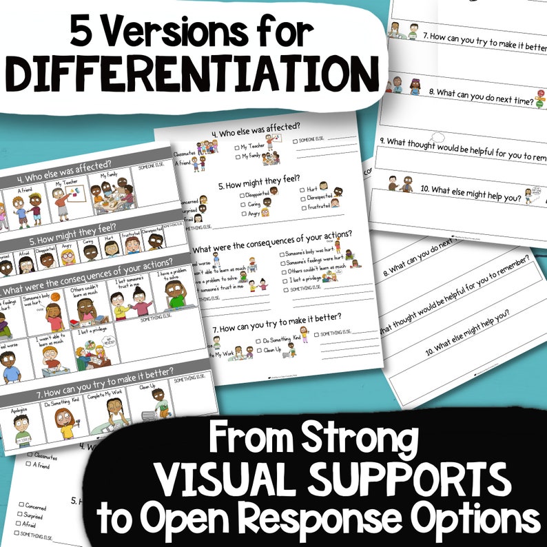 Behavior Reflection Think Sheets: Conflict Resolution Restorative ...
