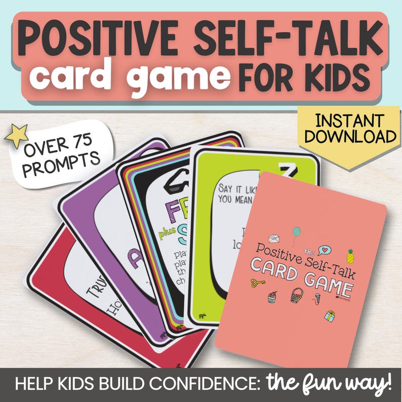 Positive Self-talk Card Game: SEL Therapy for Kids & Teens (digital ...