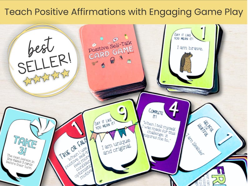 Positive Self-talk Card Game: SEL Therapy for Kids & Teens (digital ...