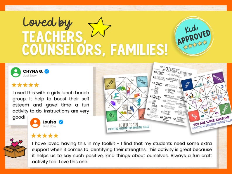 Positive Affirmation Activity for Kids, Counseling Lesson, Self Esteem ...