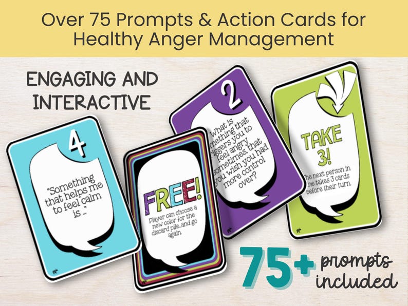 Anger Management Card Game: Coping Skills for Kids & Teens (digital ...