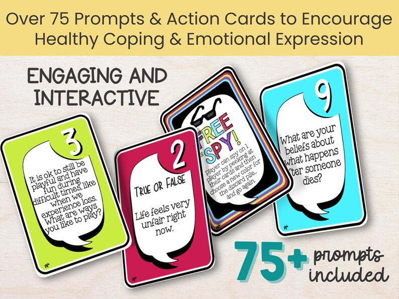 Coping With Grief Card Game: Kids & Teens Therapy (printable/digital ...