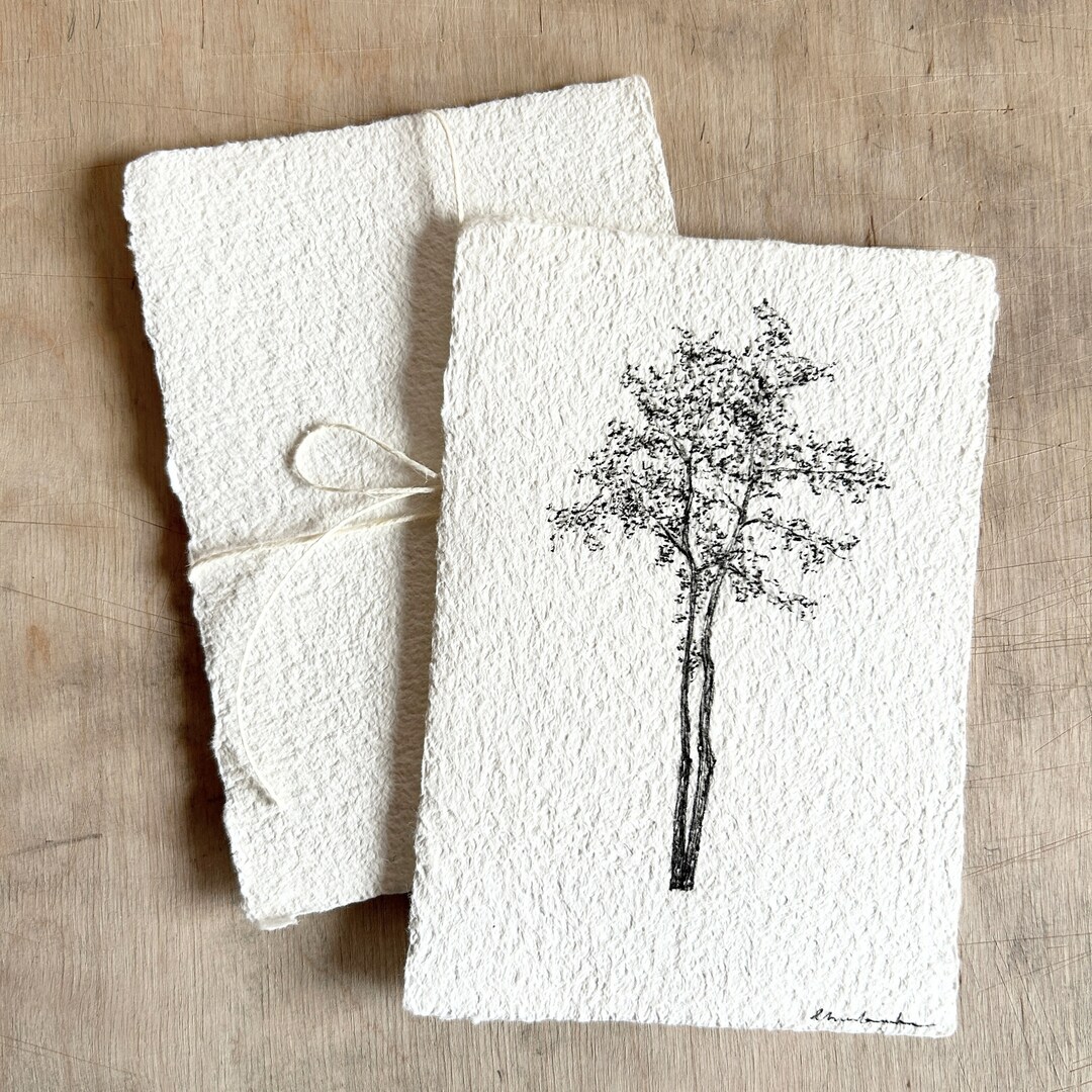 Small Tree Ink Drawing Original Tree Study Drawing Handmade Cotton ...