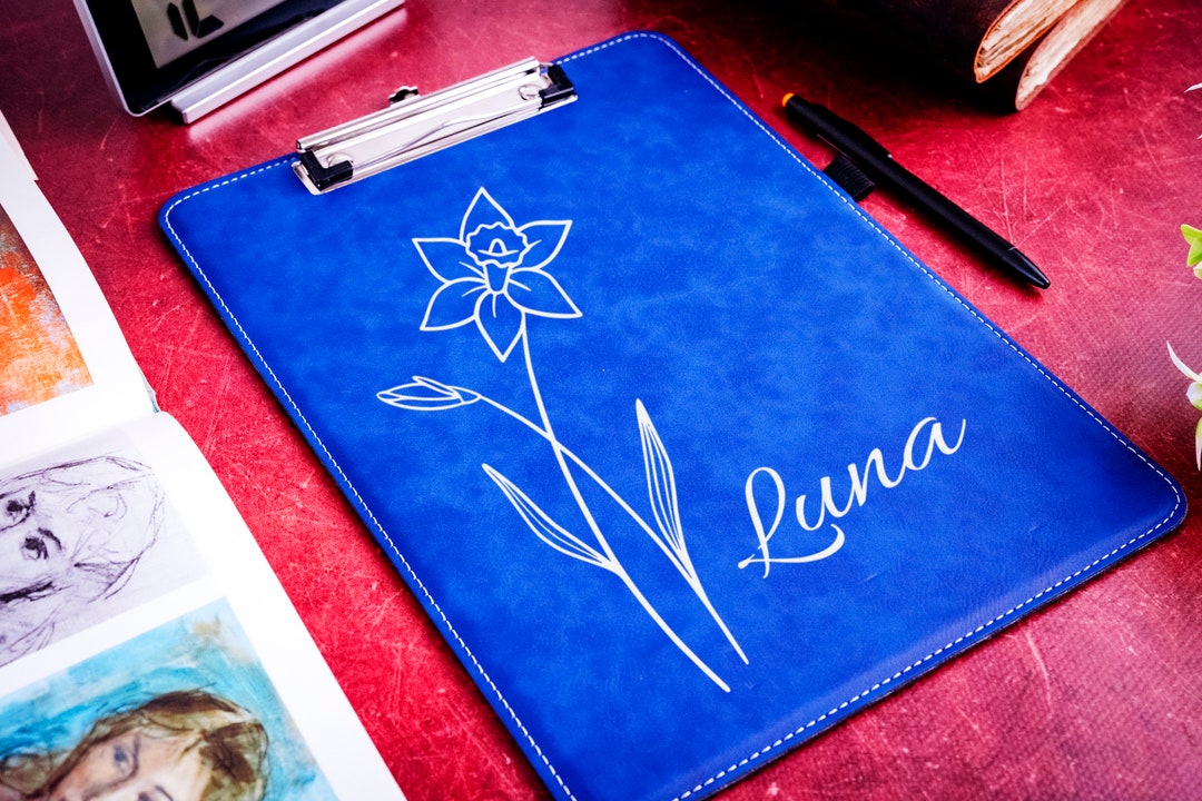 Personalized Birth Flower Clipboard, Flower Engraved Clipboard, Birth ...