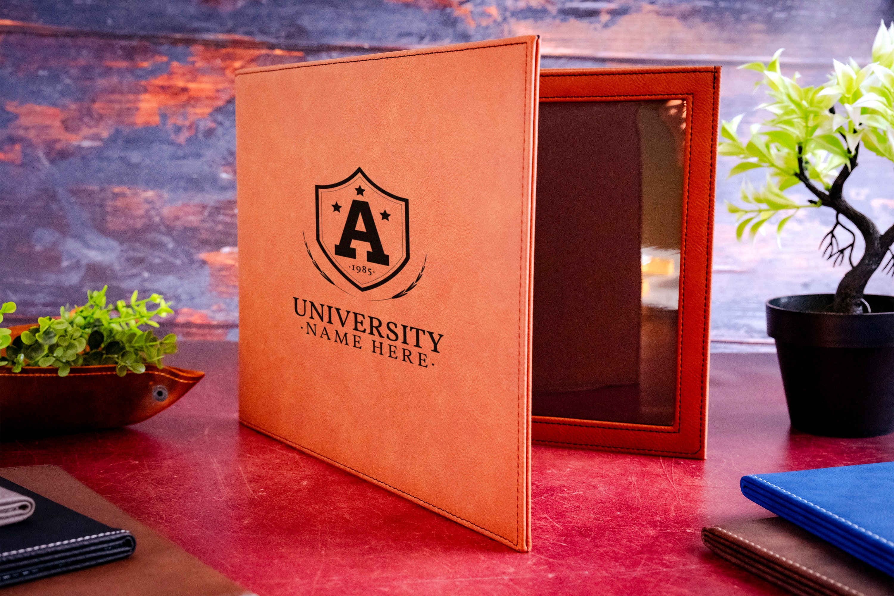 Custom University Logo Certificate Holder, Leather Certificate Holder ...