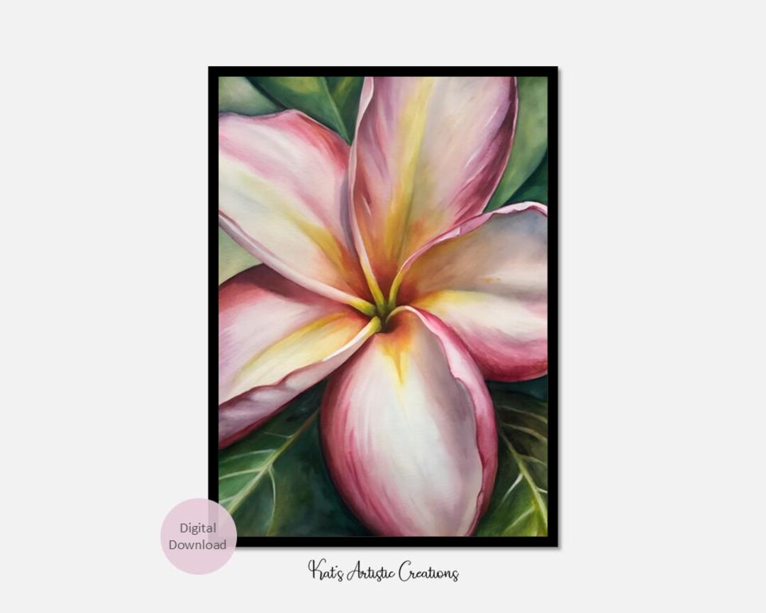 Frangipani Flower, Close-up Wall Art Print, Printable JPG, Digital ...