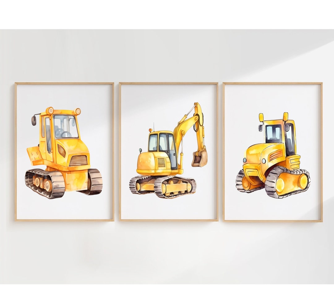 Construction Trucks Art Prints, Construction Nursery Decor, Trucks ...