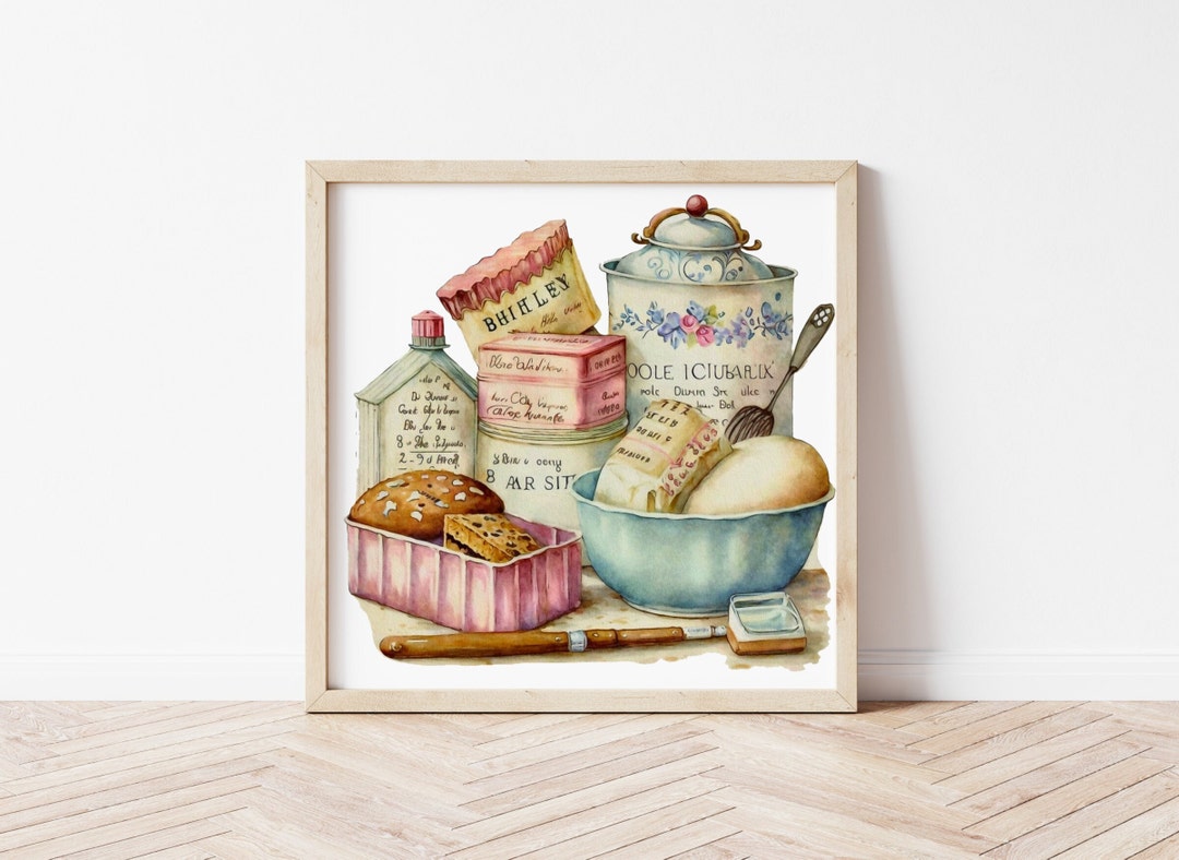 Kitchen Art Print Farmhouse Kitchen Baking Art Decor Watercolor ...