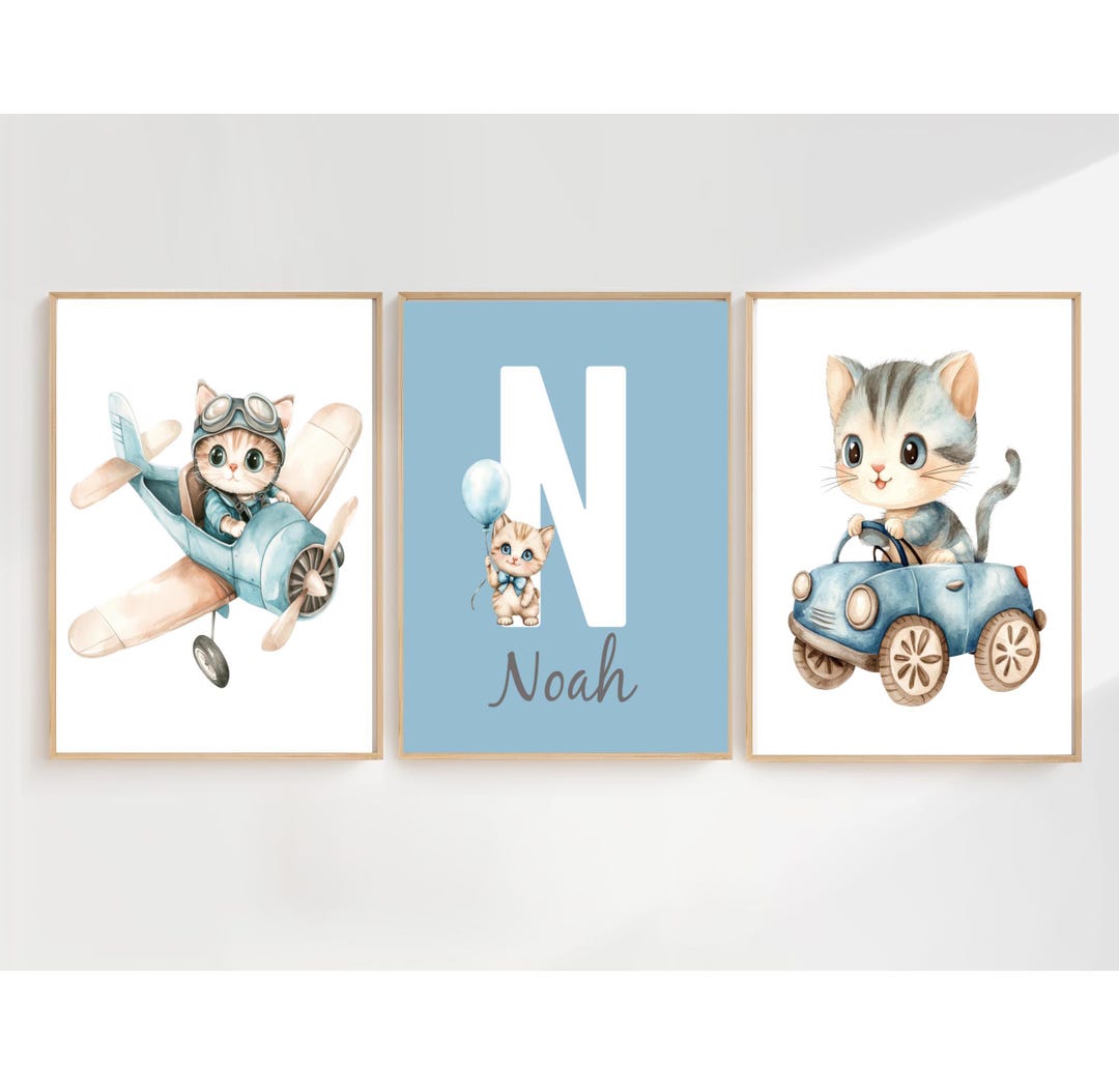 Custom Cat Nursery Art Prints,personalized Name Sign,baby Room Wall Art ...