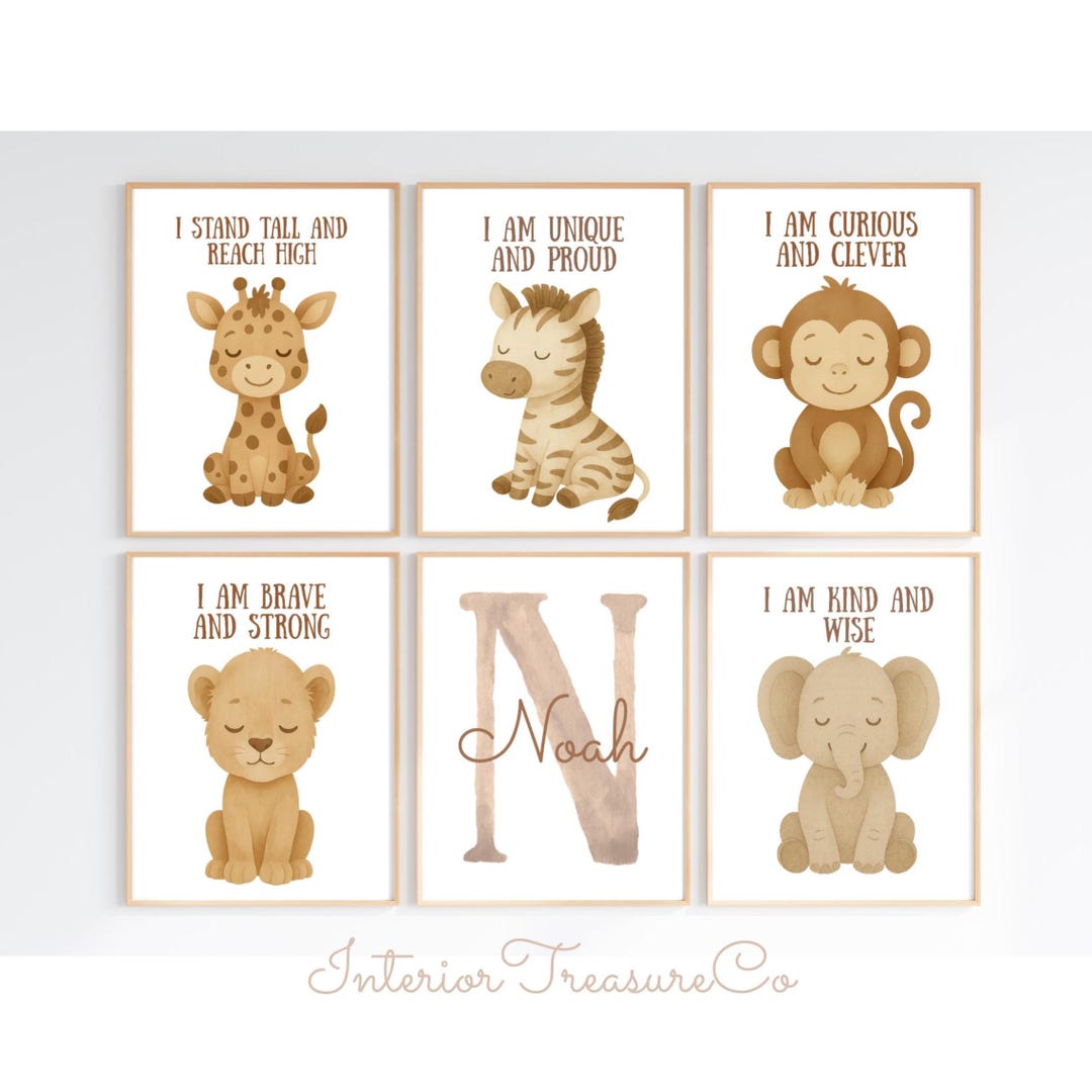 Safari Nursery Wall Art, Animal Affirmation Art Prints, Jungle Baby ...