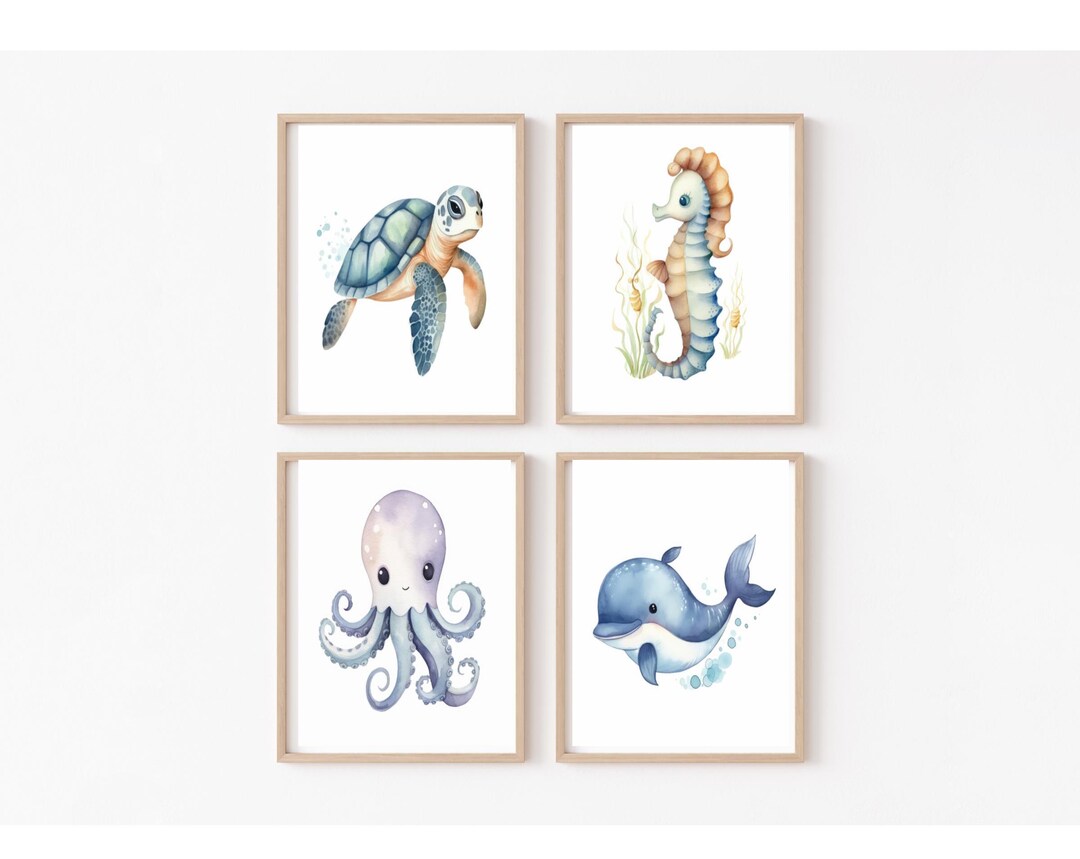 Sea Animal Nursery Prints: Ocean Art Decor (digital Download) - Etsy
