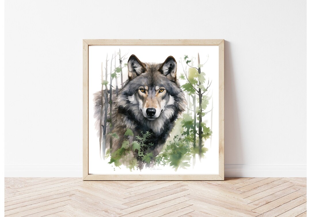 Grey Wolf Wall Art Print,wolf Printable Art Home Decor,wolf Landscape ...