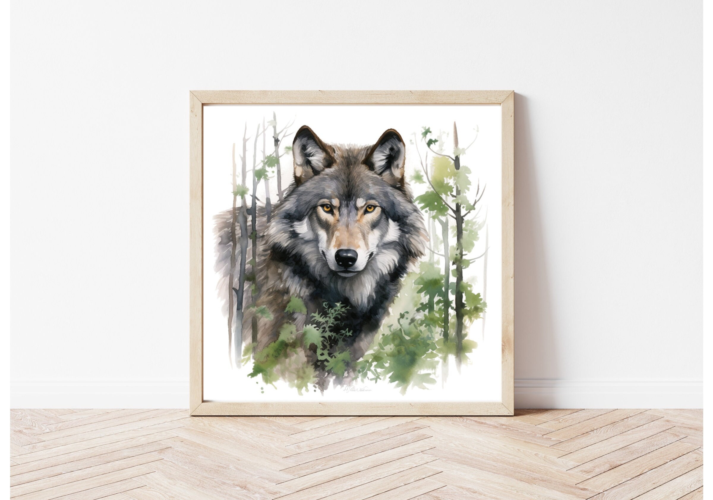 Grey Wolf Wall Art Print,wolf Printable Art Home Decor,wolf Landscape ...