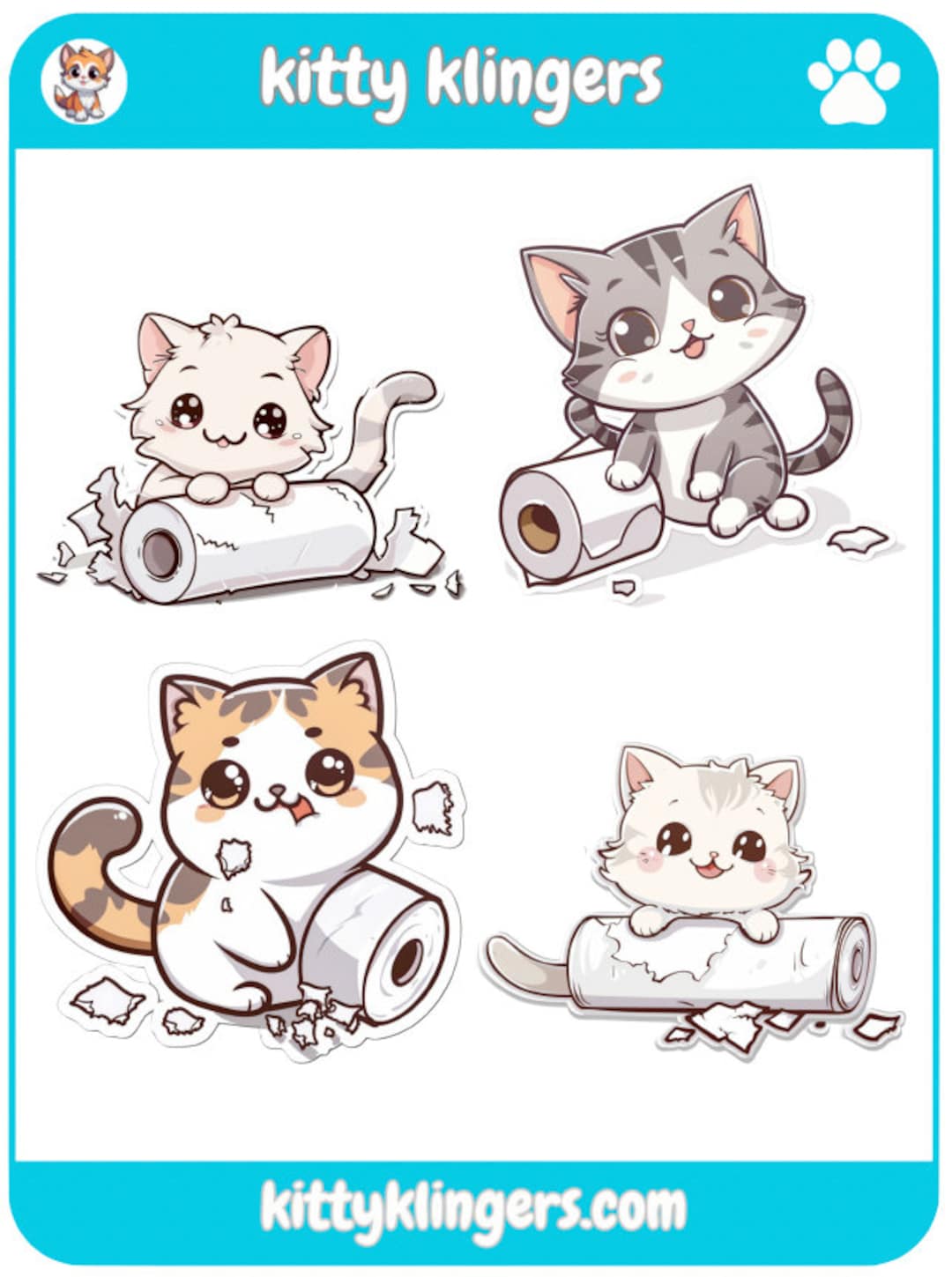 Toilet Paper Terror Kitty Vinyl Sticker: Embrace the Chaos With Feline ...