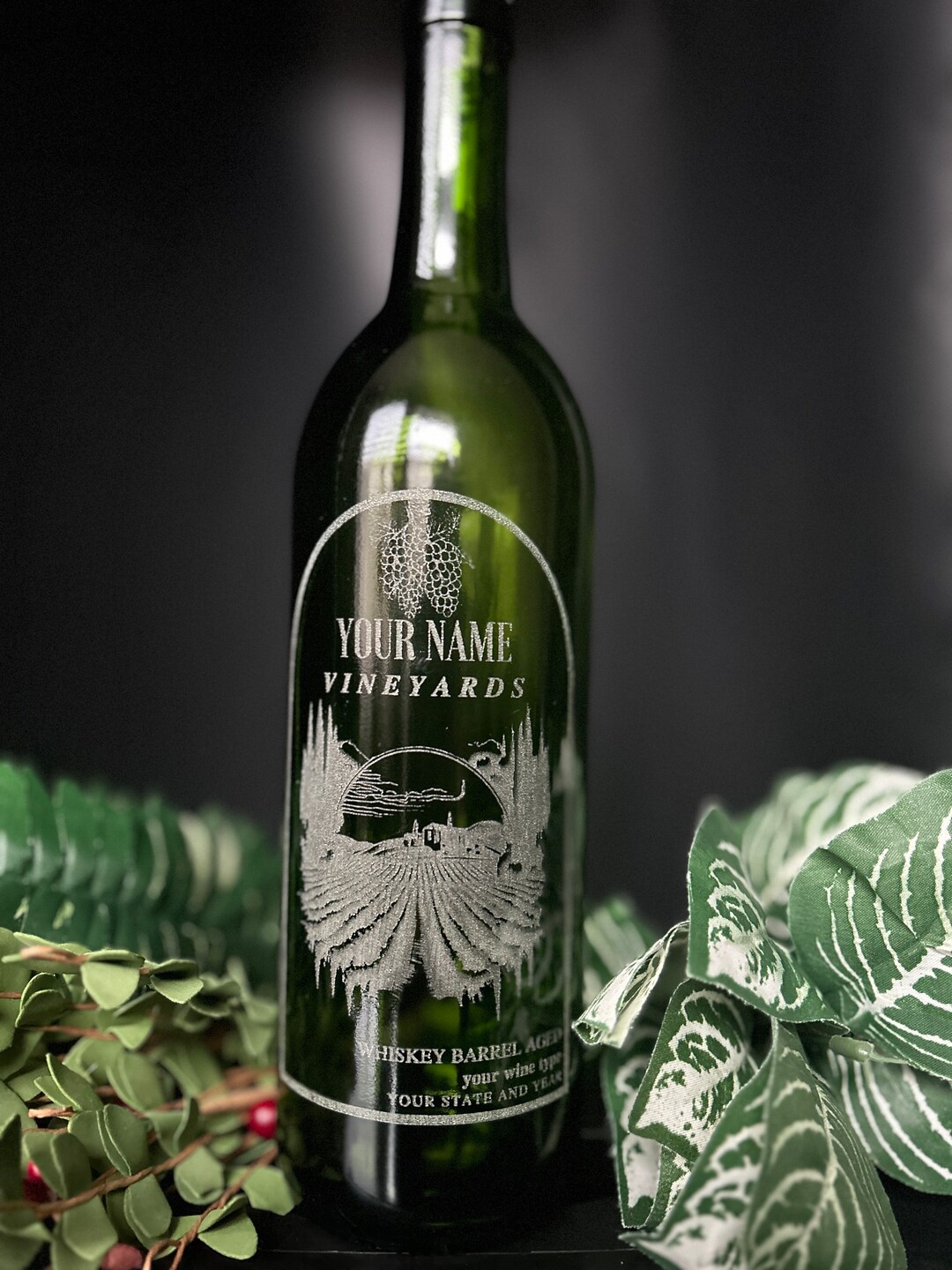 Personalized Etched Wine Bottle W/lights - Etsy