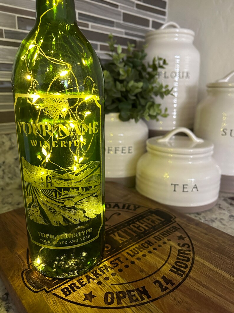 Personalized Etched Wine Bottle W/lights (wineries) - Etsy