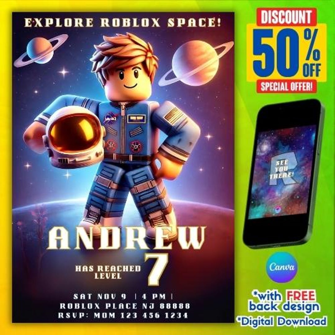 Roblox Boy, Roblox Invitation, Kids Roblox Invite,kids Invitation ...