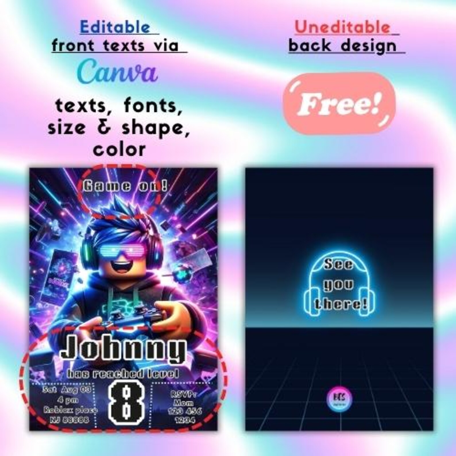 Roblox Invite, Roblox Invitation, Roblox Boy Birthday, Kids Invite ...