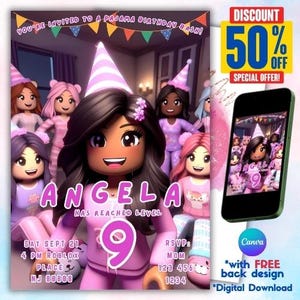 Sleepover Birthday Party Invitation,digital Download, Kids Roblox ...