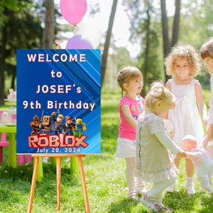 Roblox Birthday Welcome Sign, Editable Video Game Party Decor (digital ...