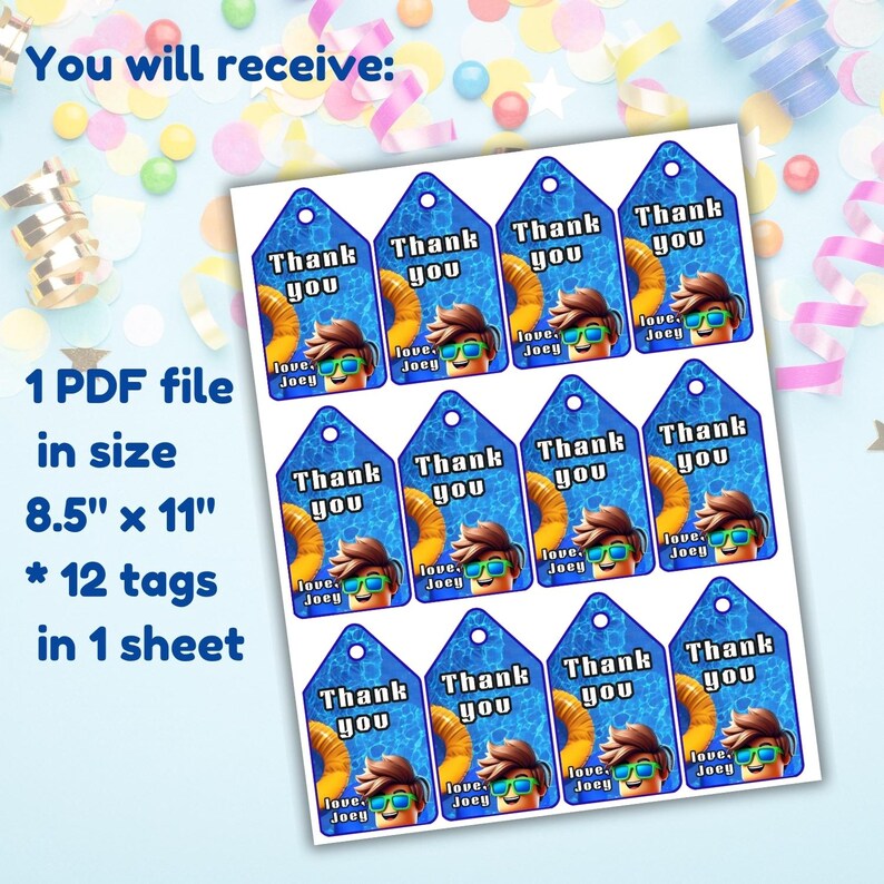 Roblox Birthday Thank You Tags, Party Favor Labels (digital Download ...