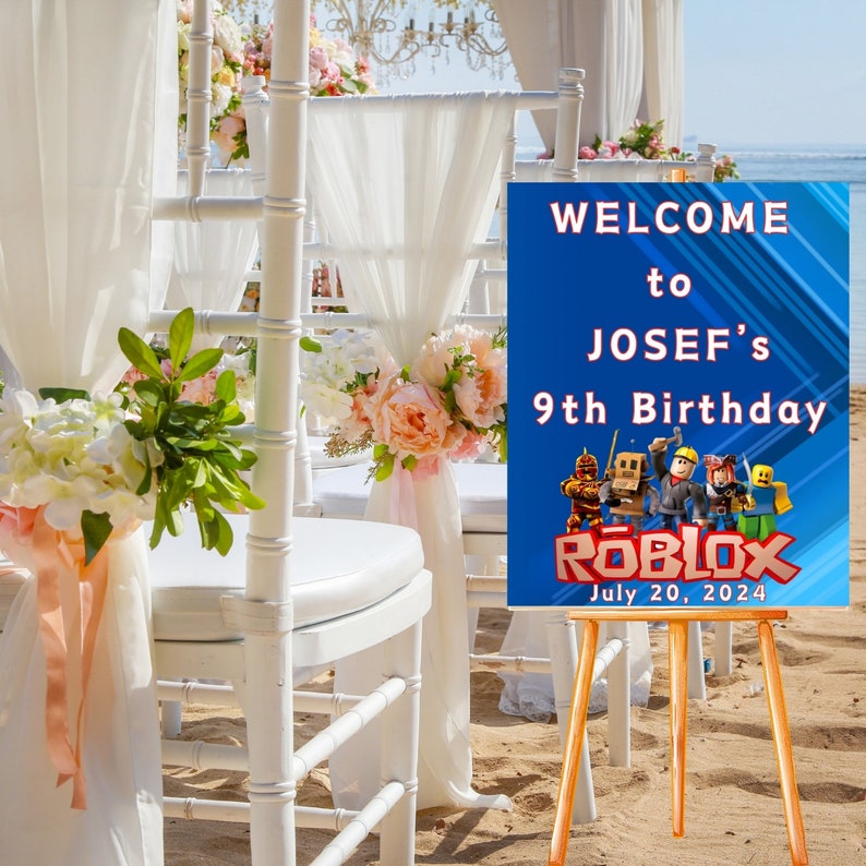 Roblox Birthday Welcome Sign, Editable Video Game Party Decor (digital ...