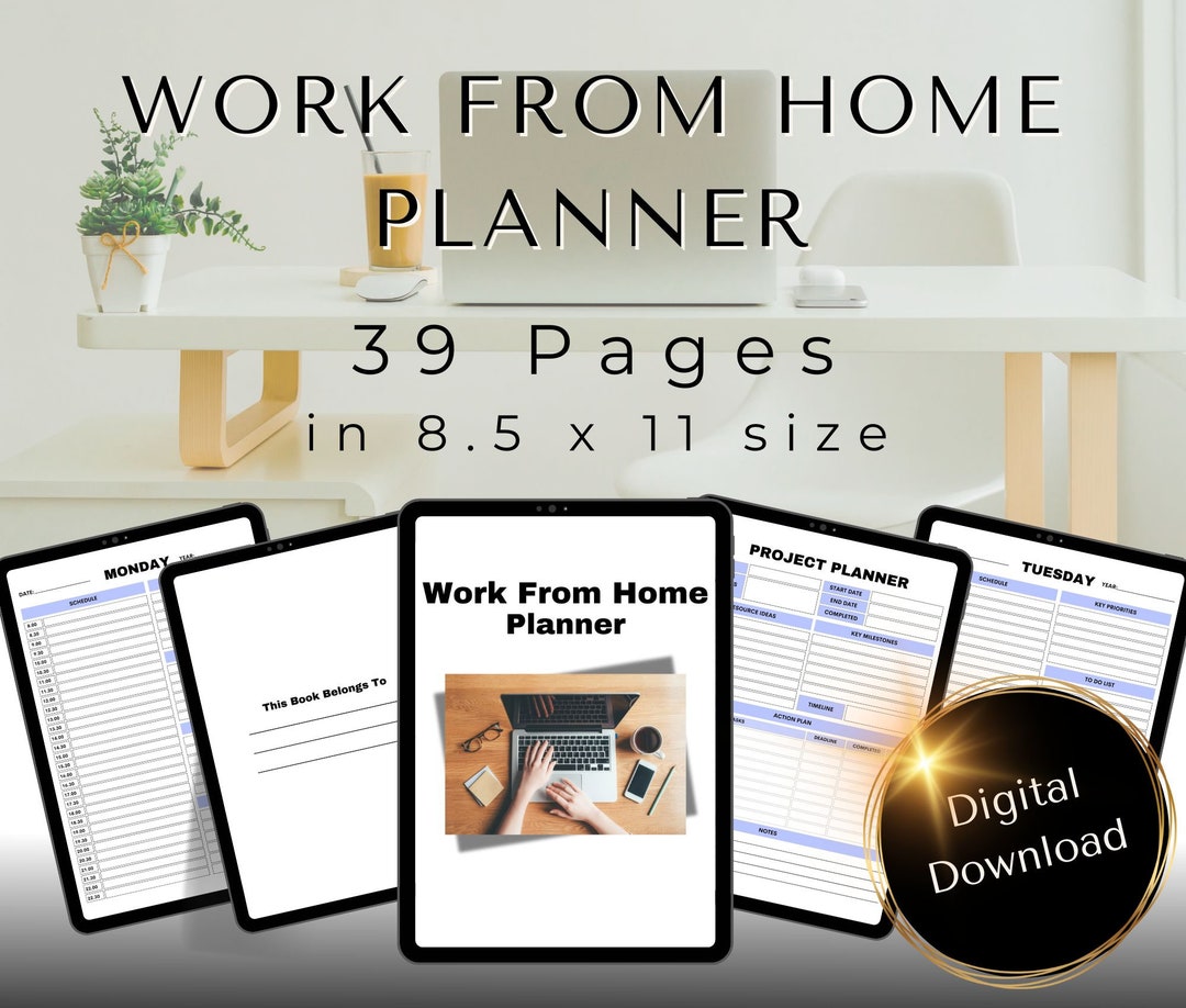 Work From Home Planner Printable Personal Daily Planner Productivity ...