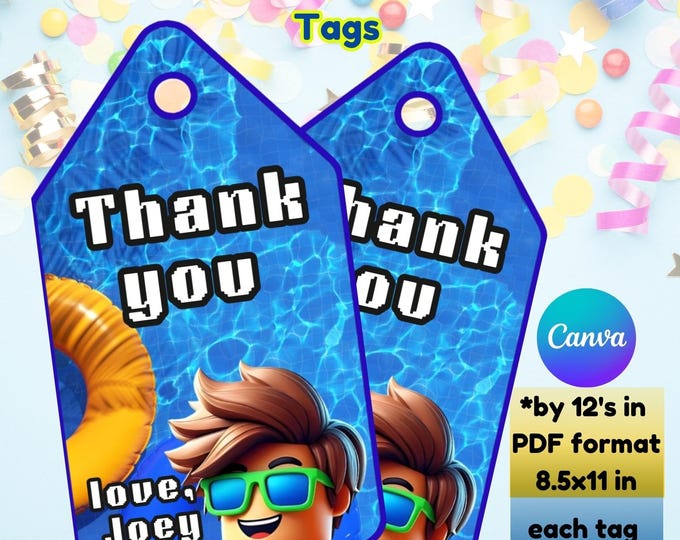 Roblox Birthday Thank You Tags, Party Favor Labels (digital Download) - Etsy