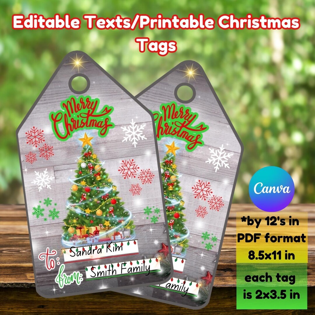 Holiday Gift Tags, Printable Merry Christmas Gift Tags, Personalized ...
