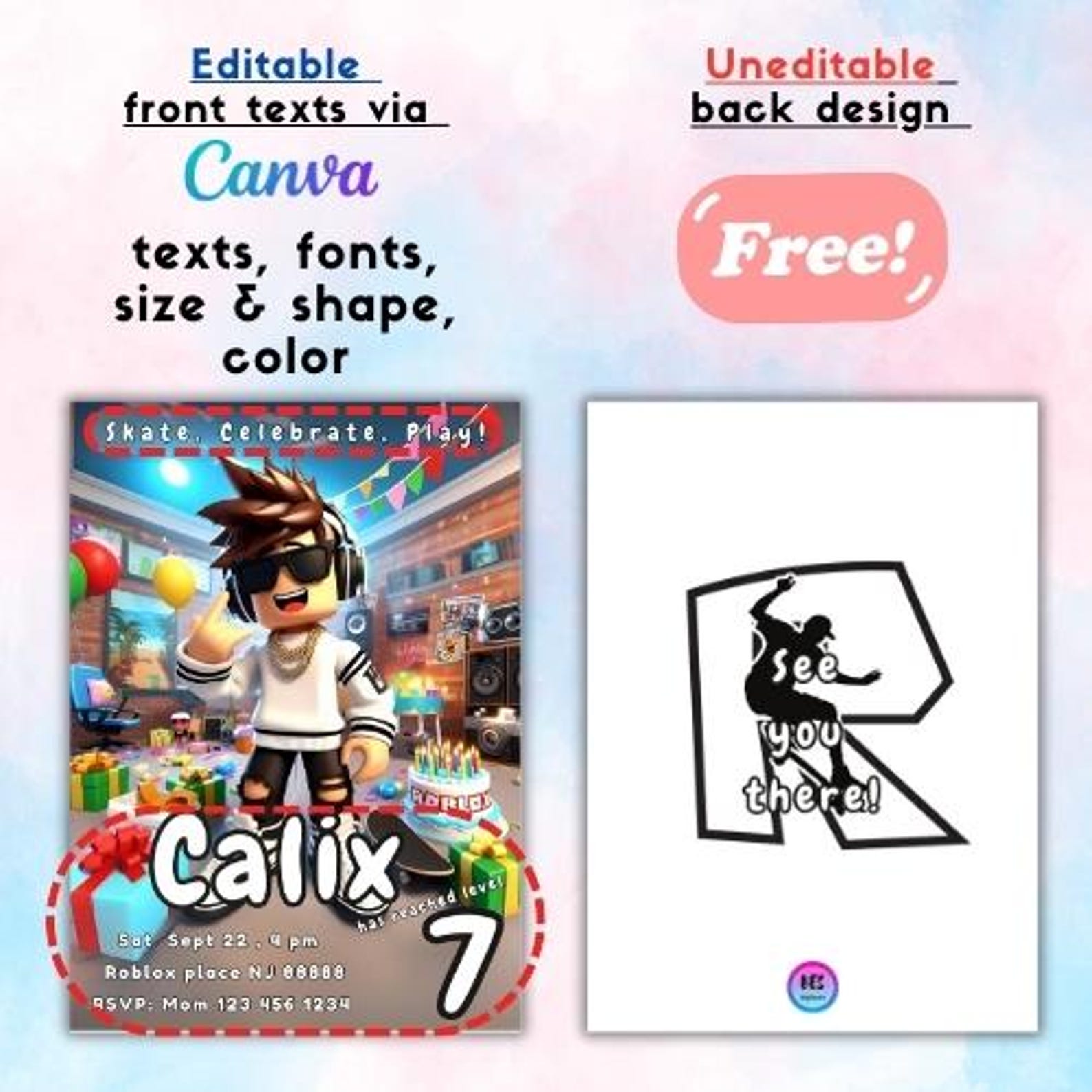 Roblox Boys Birthday, Invitation Templates, Game Birthday Card, Roblox ...