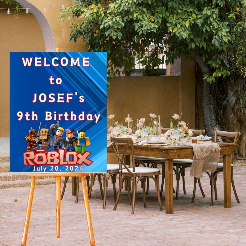 Roblox Birthday Welcome Sign, Editable Video Game Party Decor (digital ...