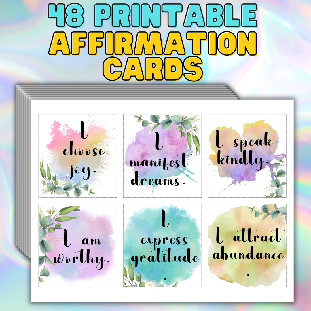 Affirmation Cards, Positive Quote Flash Cards, Self Esteem Cards, Boost ...