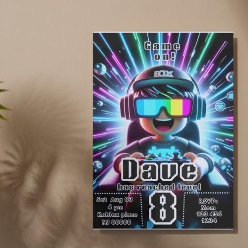 Roblox Birthday Invitation Editable Gaming Printable Gamer Instant ...