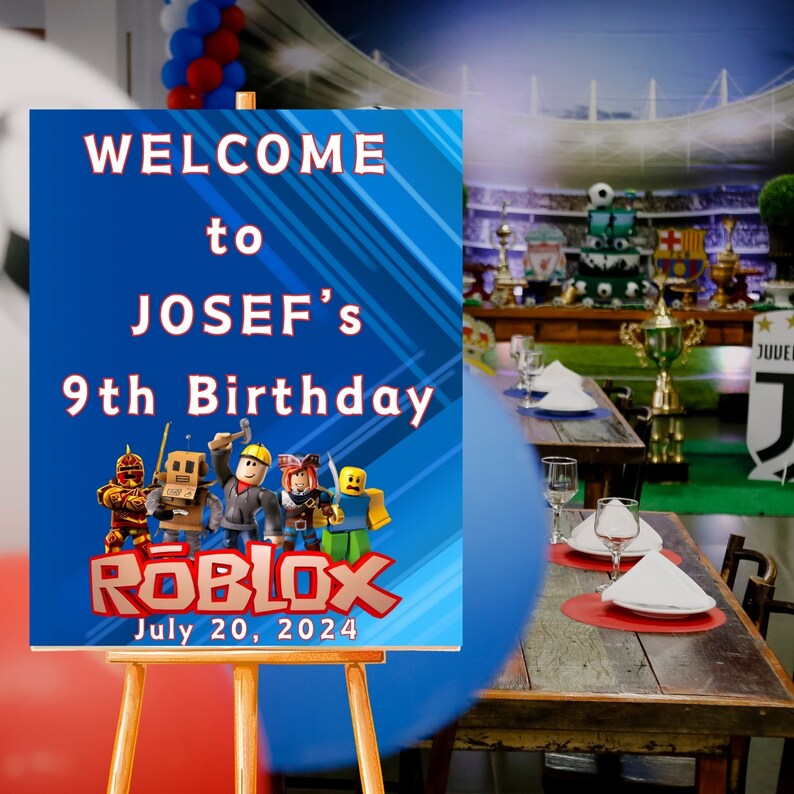 Roblox Birthday Welcome Sign, Editable Video Game Party Decor (digital ...