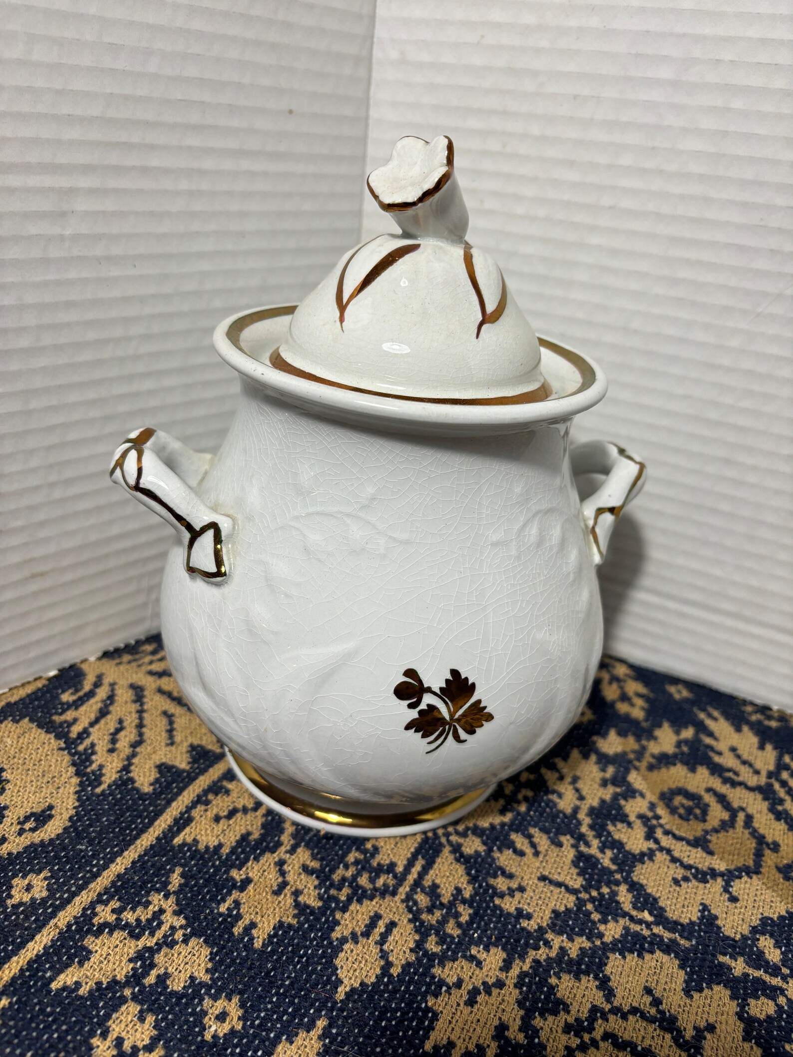 Large Antique Tea Leaf Anthony Shaw Super Size Sugar Bowl ...