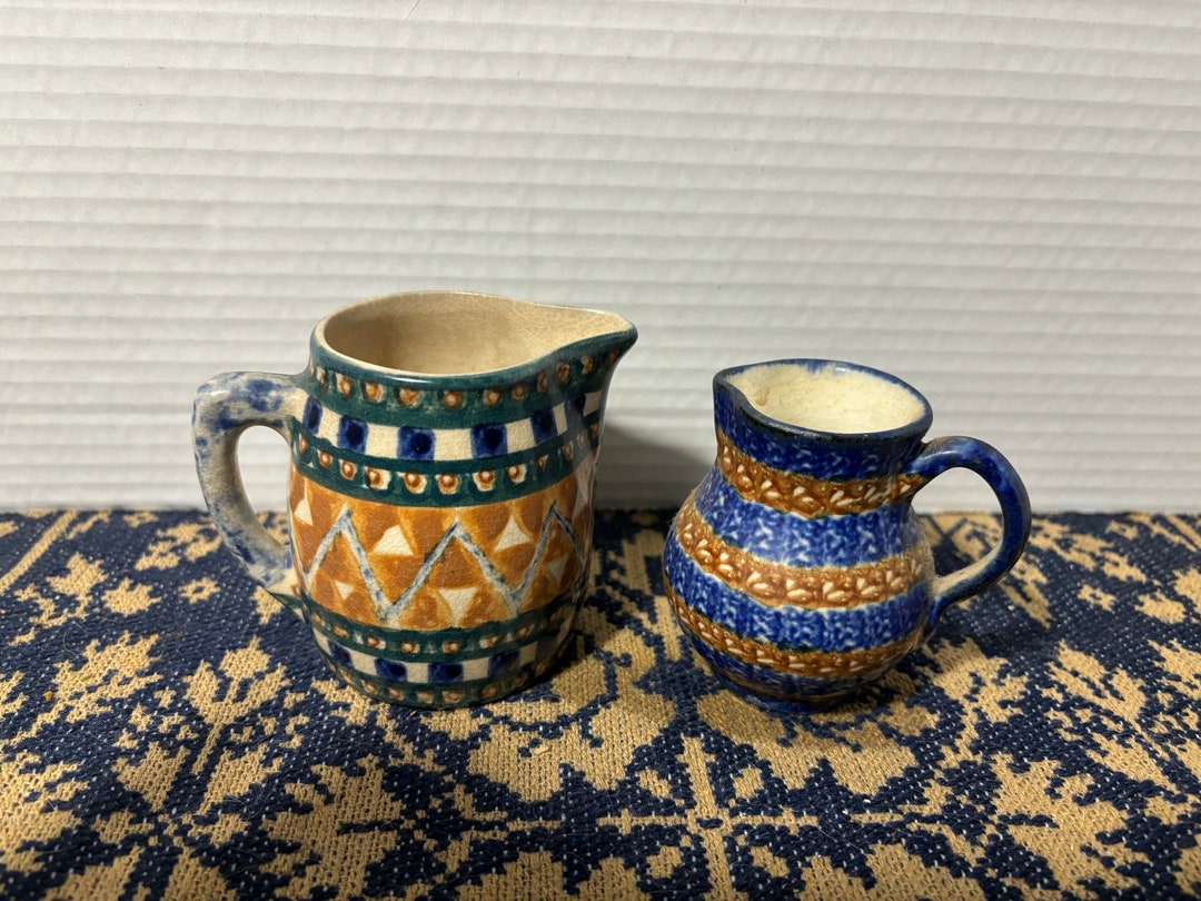 Two Antique Pottery Small Pitchers - Etsy