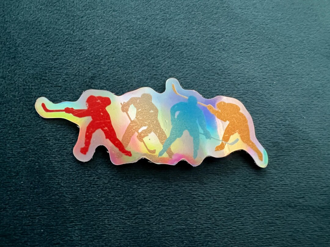 Hockey Player Sticker - Colorful With Holographic Background - Etsy