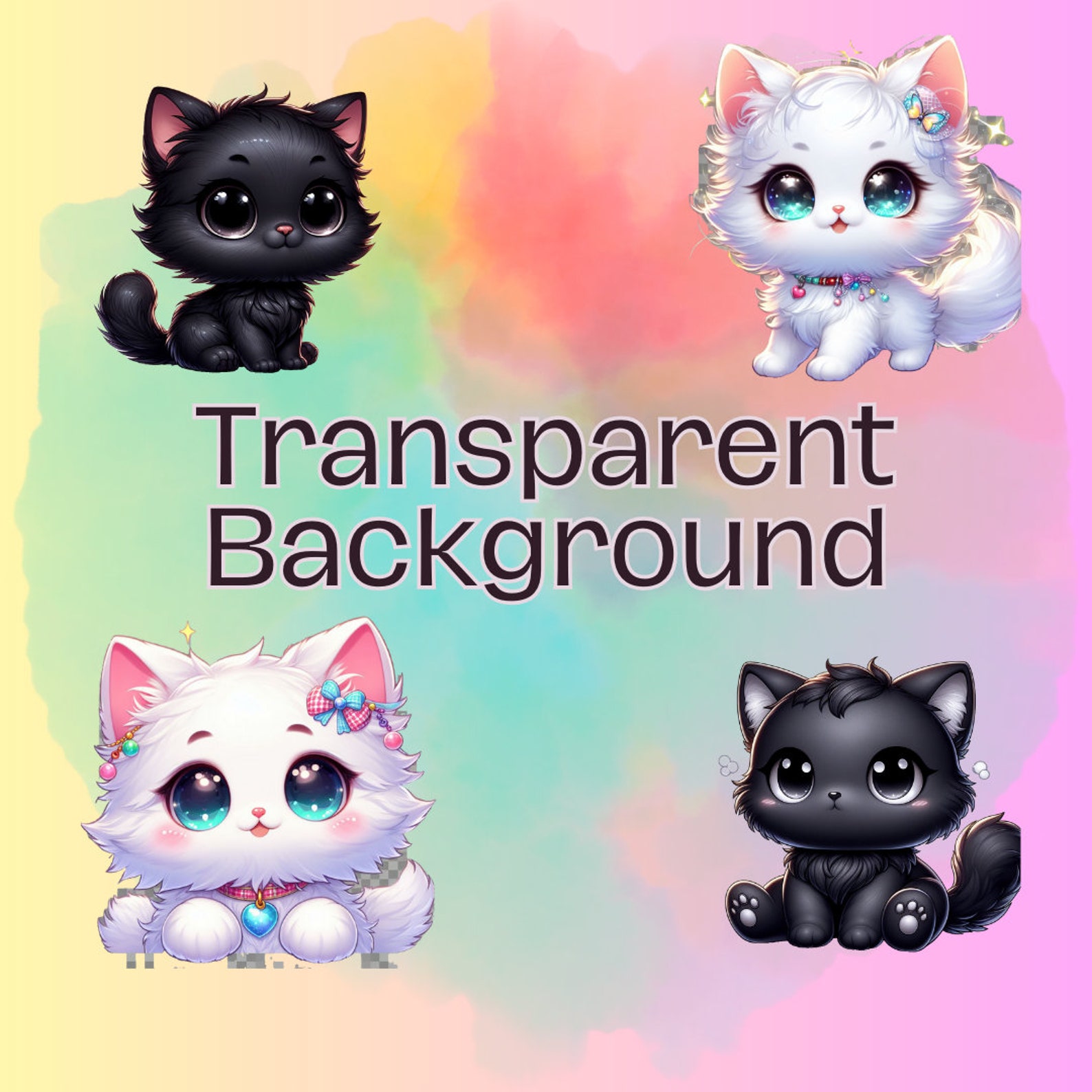 Cute Kawaii Kitten 21pcs PNG | Baby Animals Clipart | Transparent ...