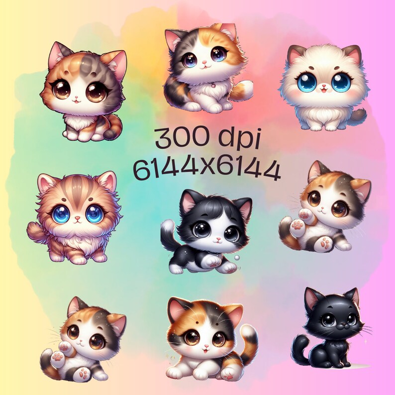 Cute Kawaii Kitten 21pcs PNG | Baby Animals Clipart | Transparent ...