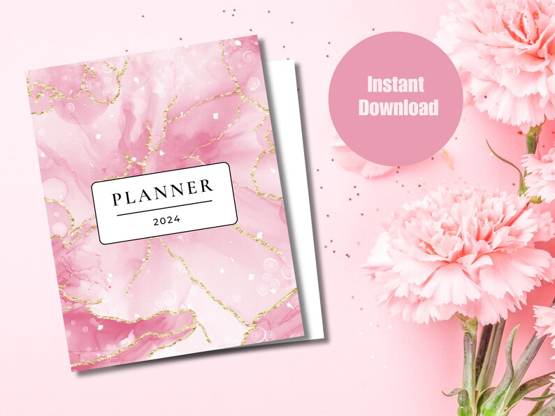 2024 Printable Planner Bundle Pink Design Monthly, Week at a Glance ...