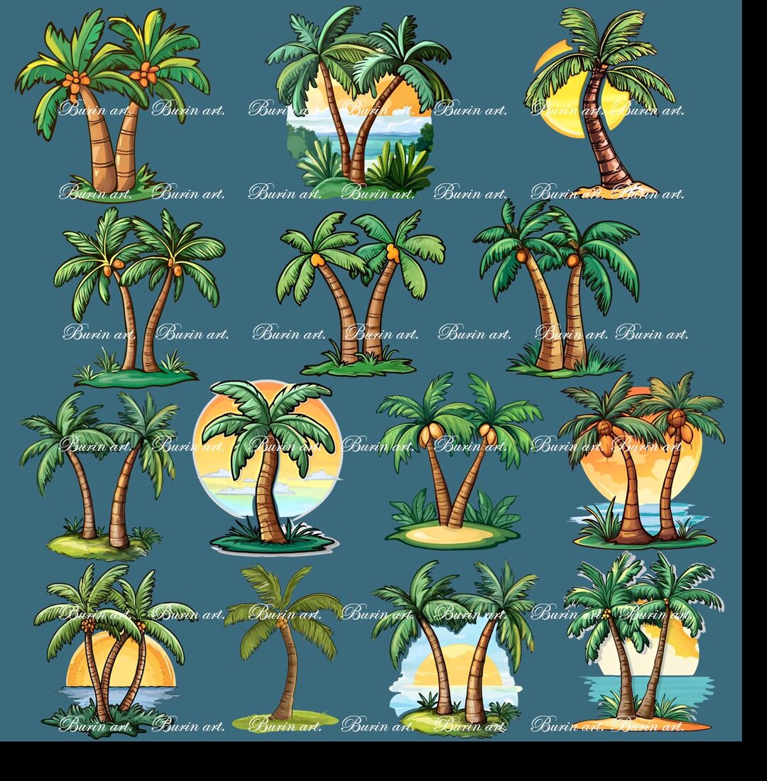 Coconut Trees Icon Svg, PNG Sublimation, Instant Digital Download ...