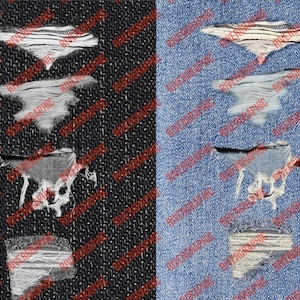 Realistic Denim Rips, PNG Separated Rips Holes Frayed Vintage Denim ...