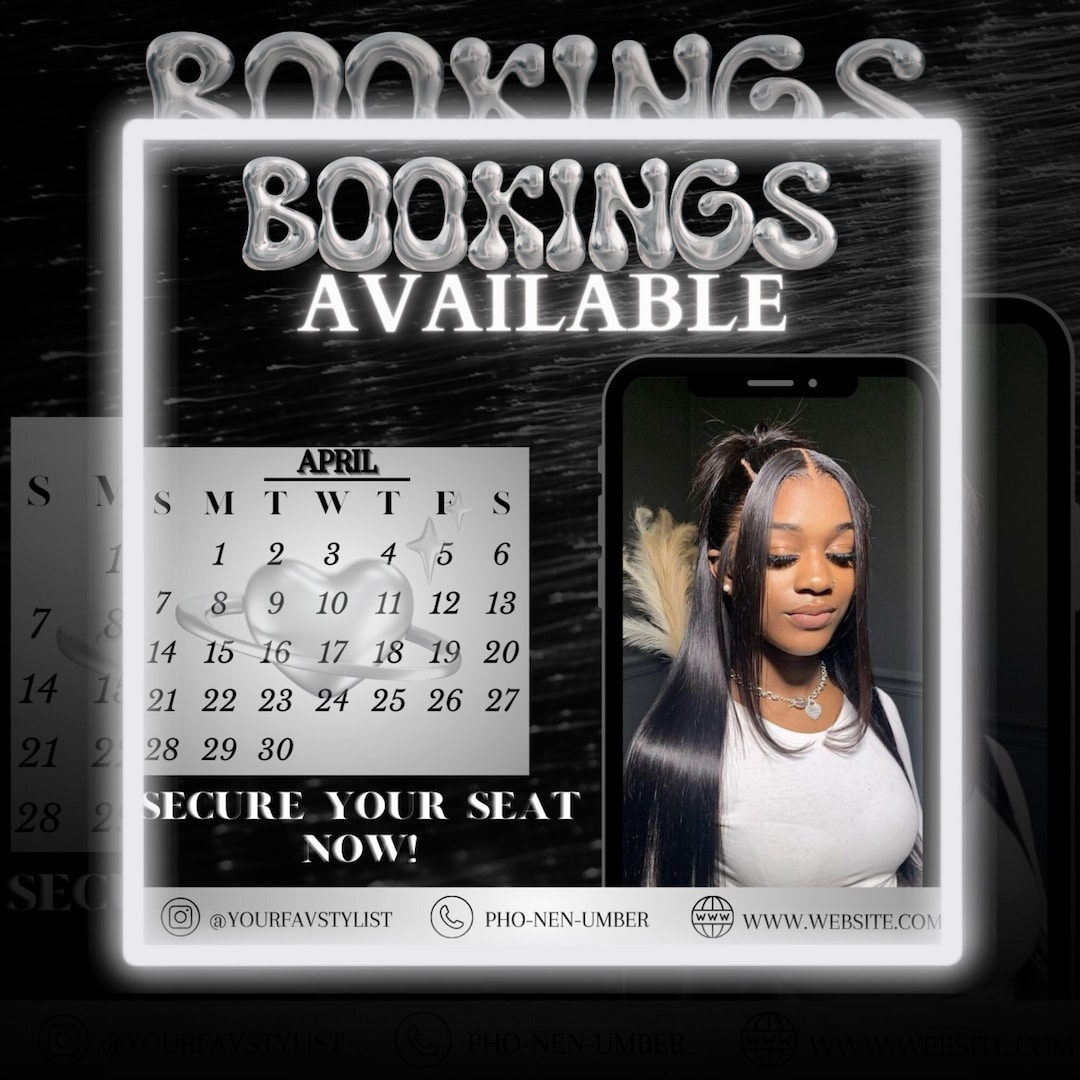 DIY April Booking Flyers, Social Media Booking Flyers, Book Now, Sale ...