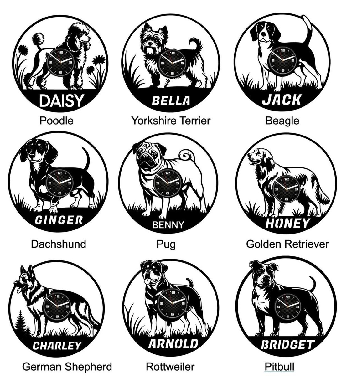Personalized Dog Breed Clock – 3D Printed Pet Memorial, Desk or Wall ...