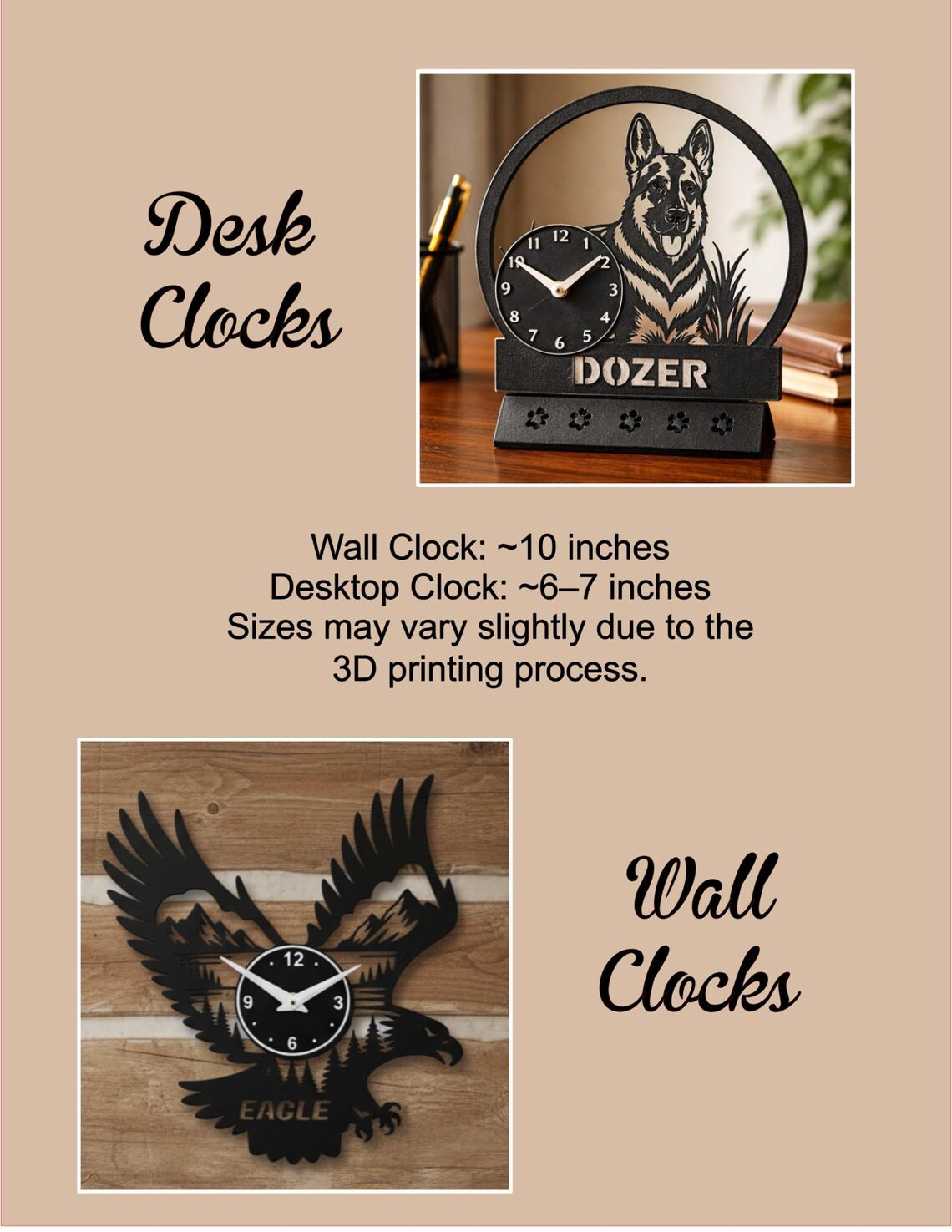 Personalized Dog Breed Clock – 3D Printed Pet Memorial, Desk or Wall ...