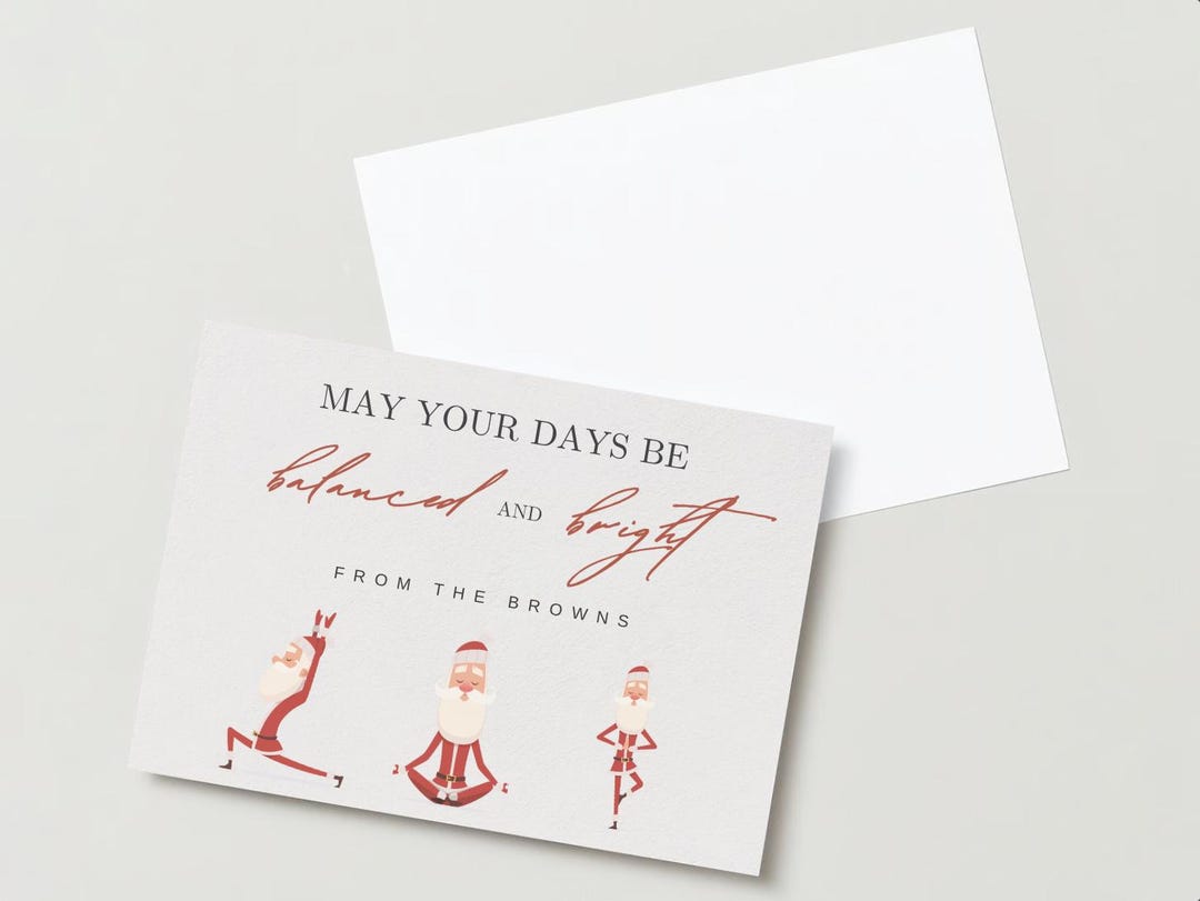 Happy Holidays Yoga Themed Greeting Card Modern Christmas Card Modern ...